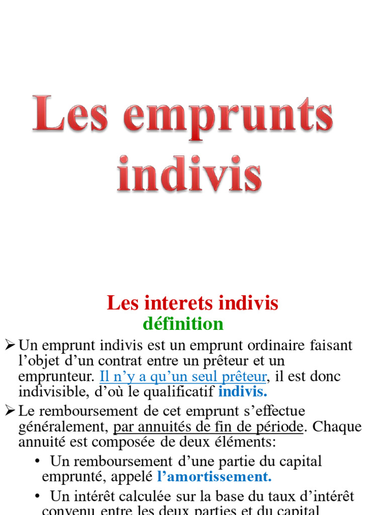 Les Emprunts Indivis | PDF | Prêts | Business