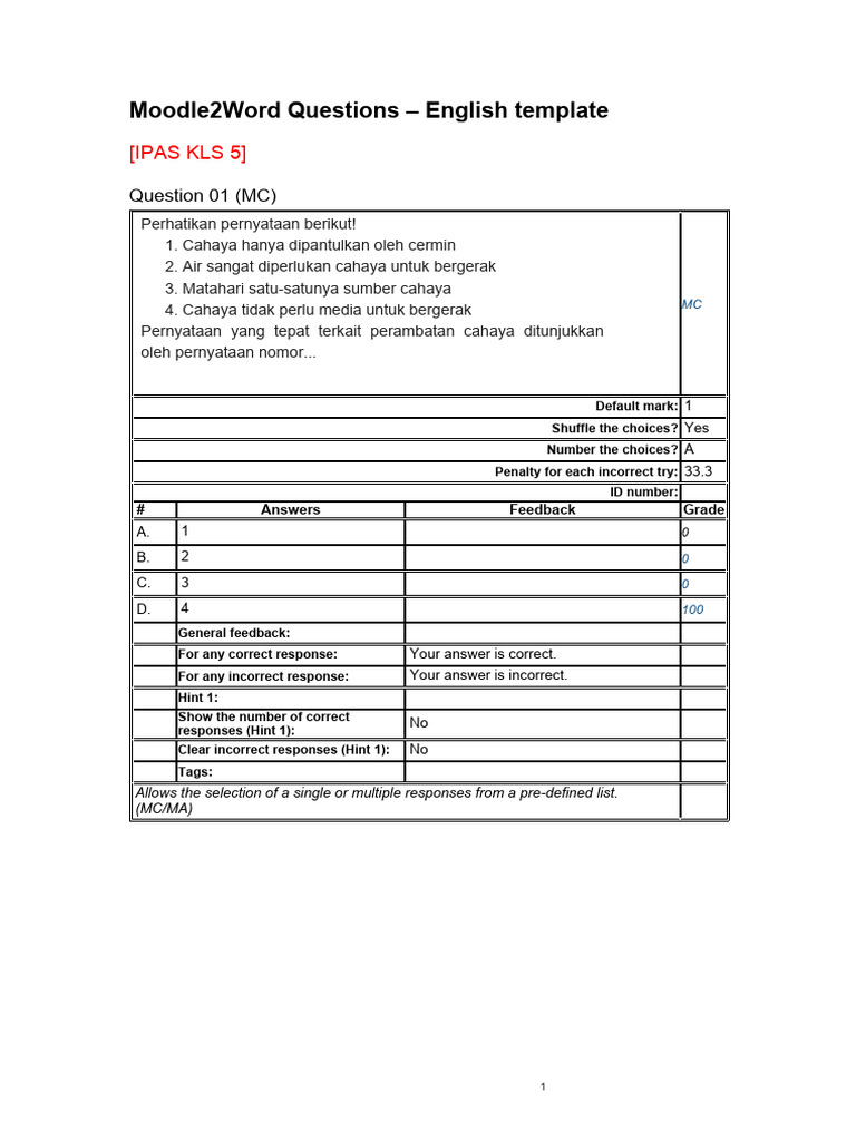 UJICOBA IPAS Kls 5 | PDF | Eye | Facial Features