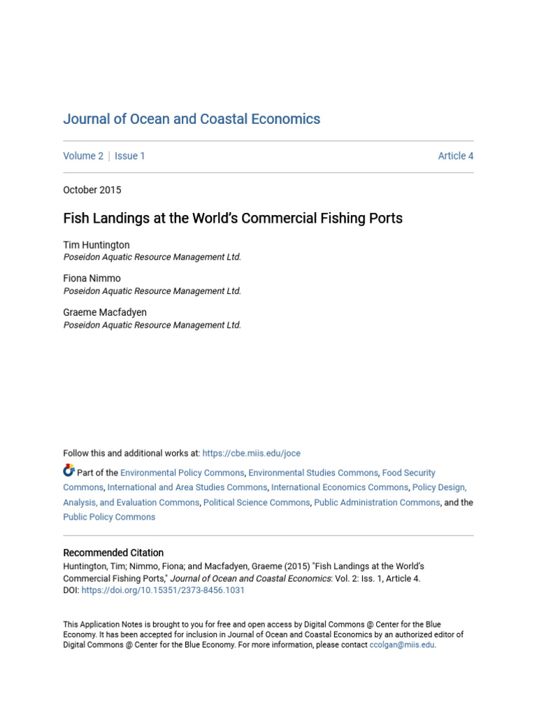 Fish Landings at The World - S Commercial Fishing Ports | PDF