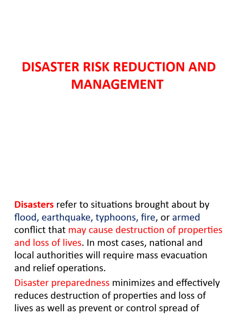 Disaster Risk Reduction and Management | PDF | Emergency Management ...