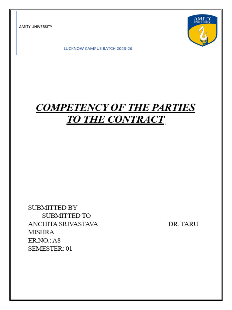 Competency of The Parties To The Contract | PDF | Consideration ...