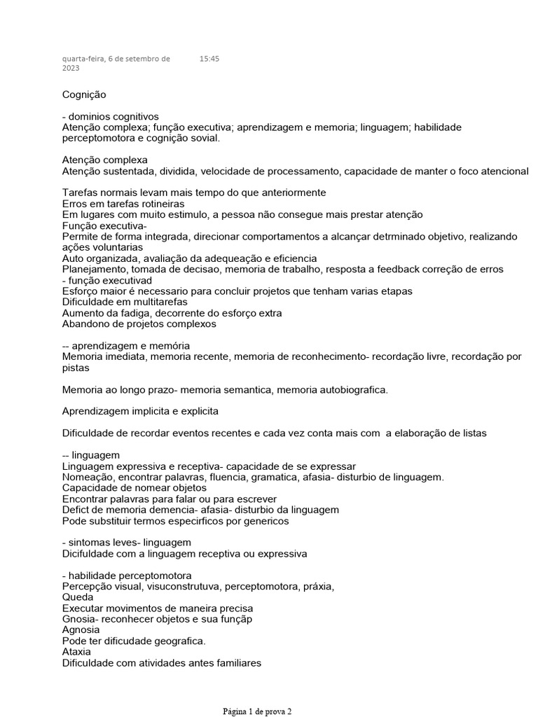 Cognicao | PDF | Memória | Aprendizado