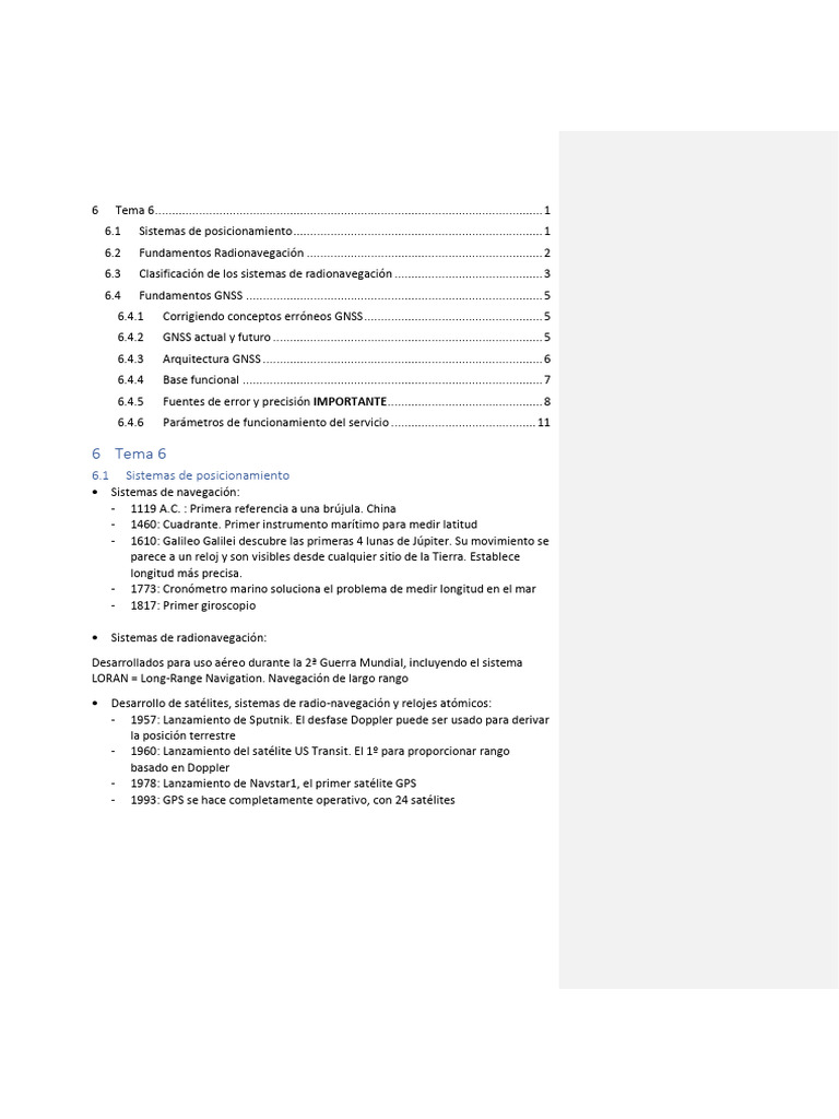 Resumen Tema 6 | PDF | Sistema de Posicionamiento Global | Ingeniería en telecomunicaciones