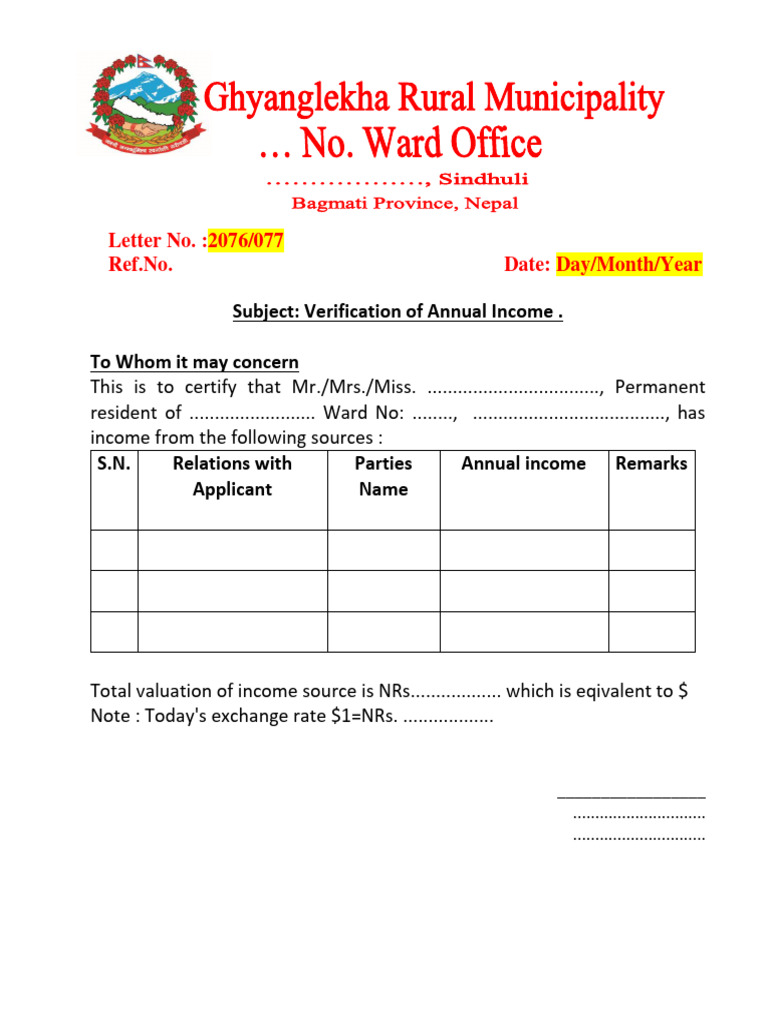 Annual Income Verification Certificate | PDF | Business | Law