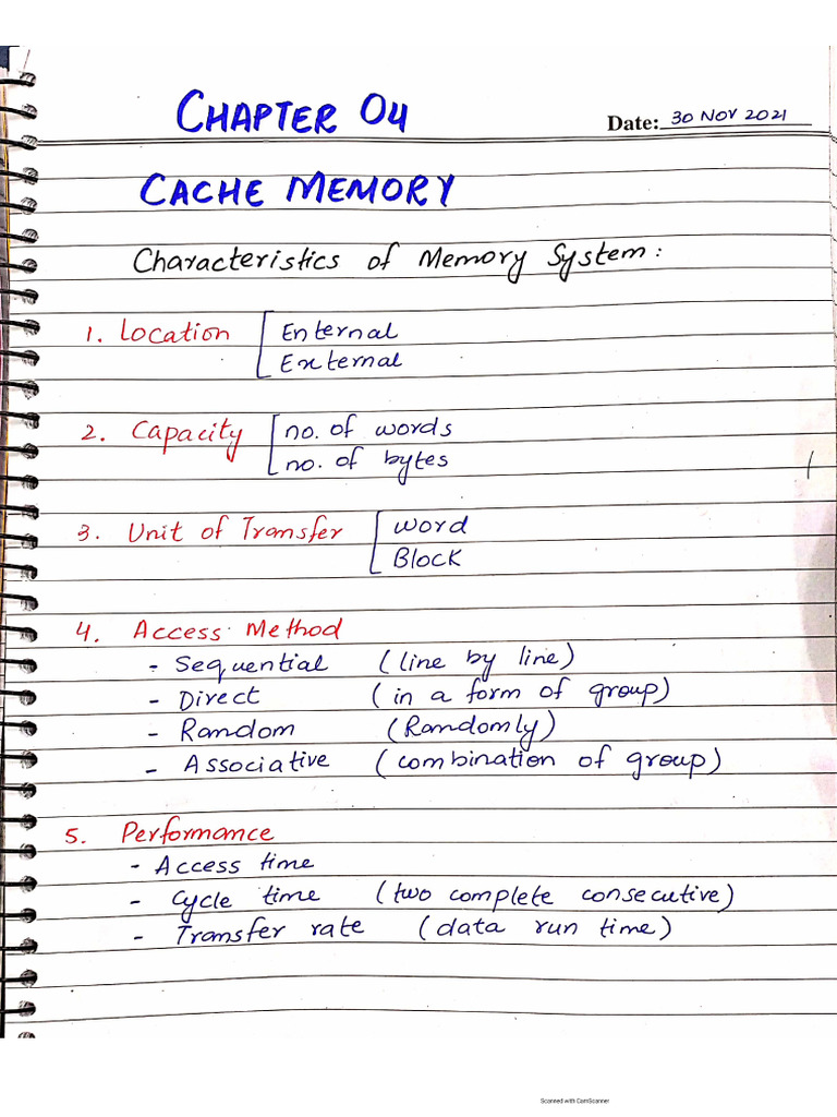Cache Memory Notes | PDF