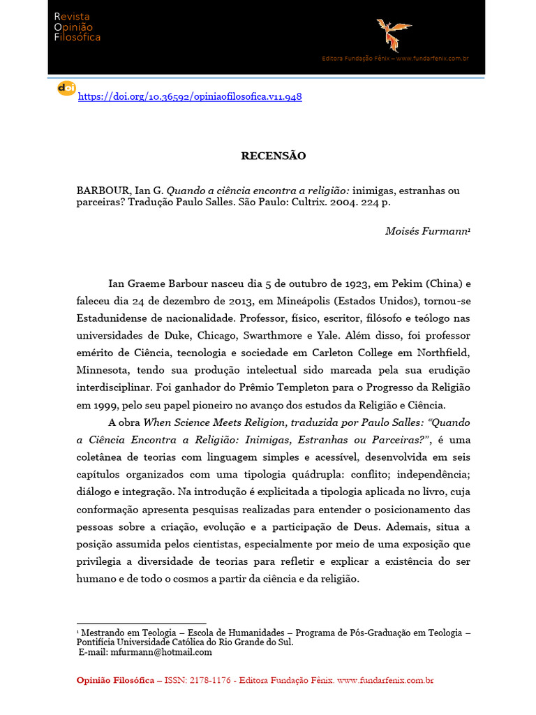 BARBOUR Ian G Quando A Ciencia Encontra A Religiao | PDF | Science | Física