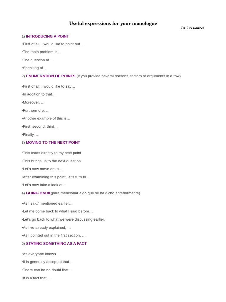 Expressions For Monologue | PDF