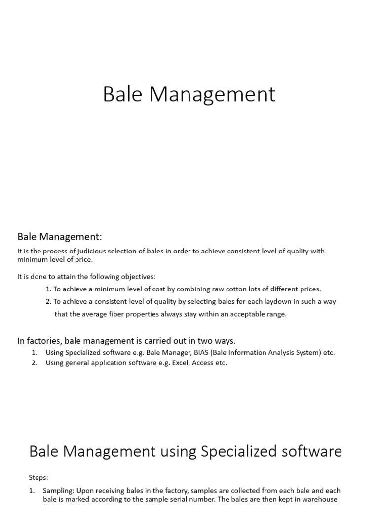 Bale Management | PDF
