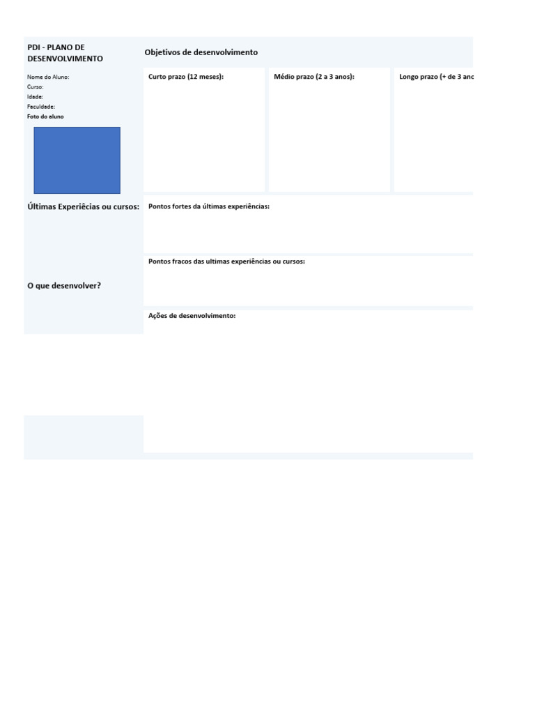 PDI Plano de Desenvolvimento Individual TEMPLATE | PDF