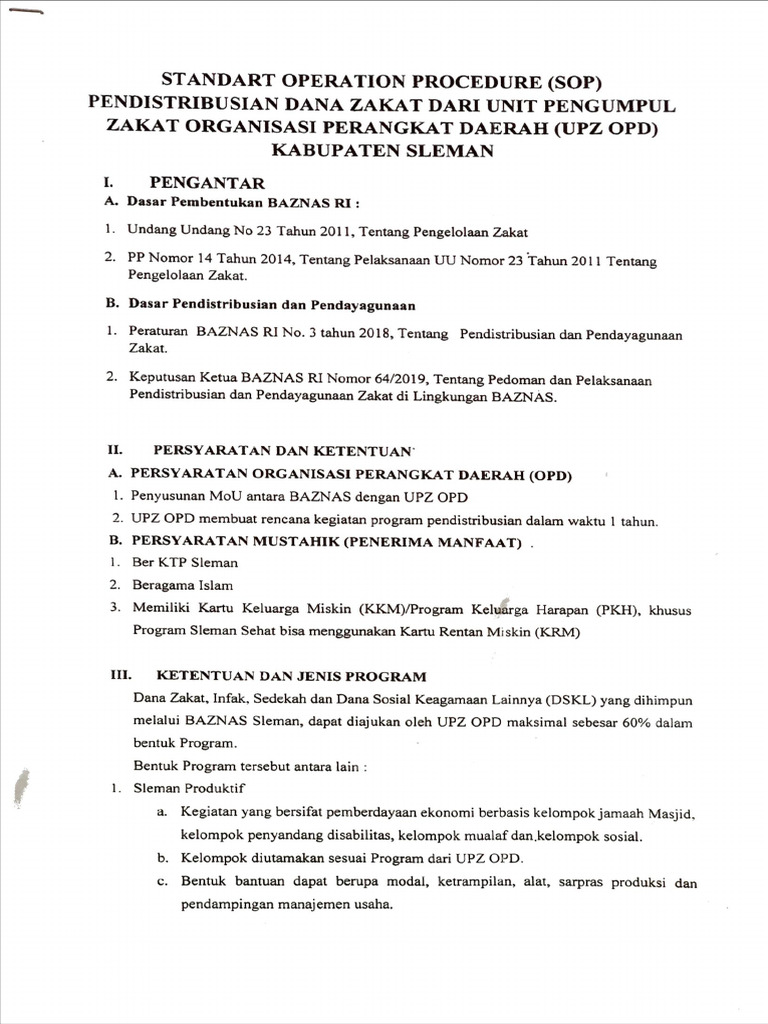 Sop Pendistribusian Dana Zakat Utk OPD | PDF