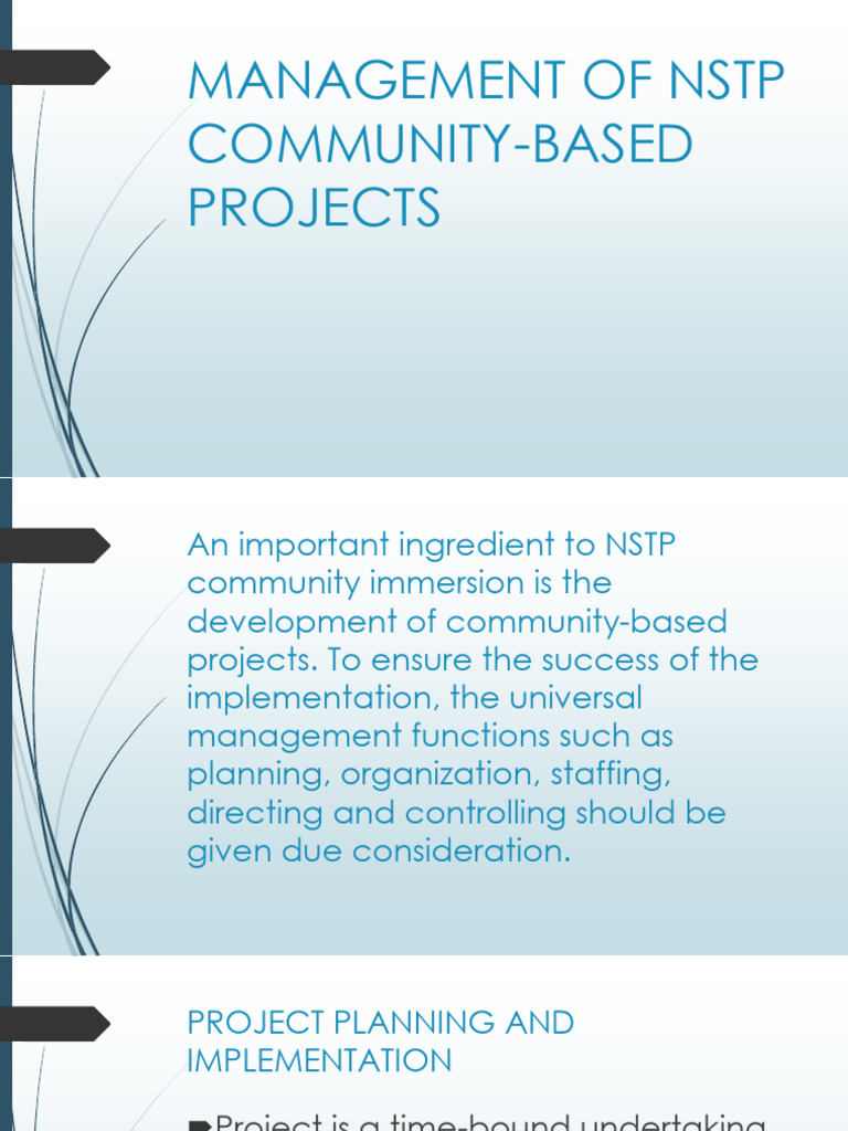 Unit4. Management of NSTP Community Based Projects | PDF | Evaluation