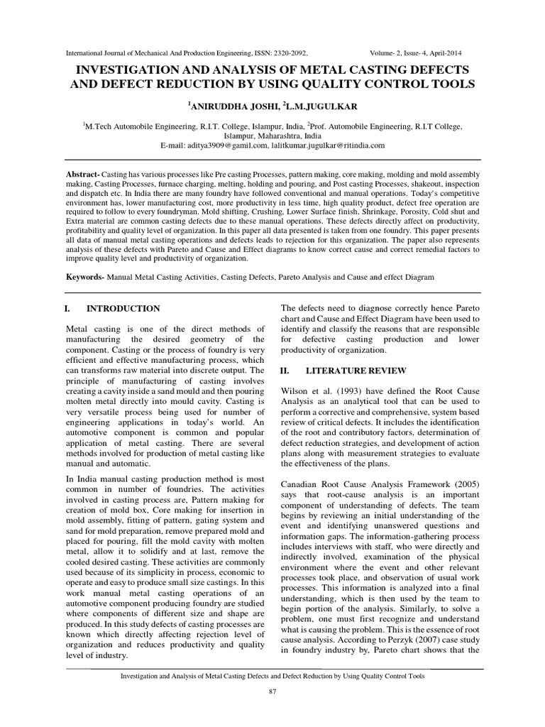DR - 46 - Investigation and Analysis of Metal Casting Defects and ...