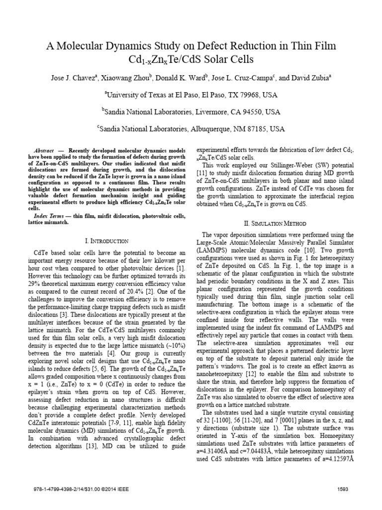 DR - 48 - Molecular Dynamics Study On Defect Reduction Strategies ...