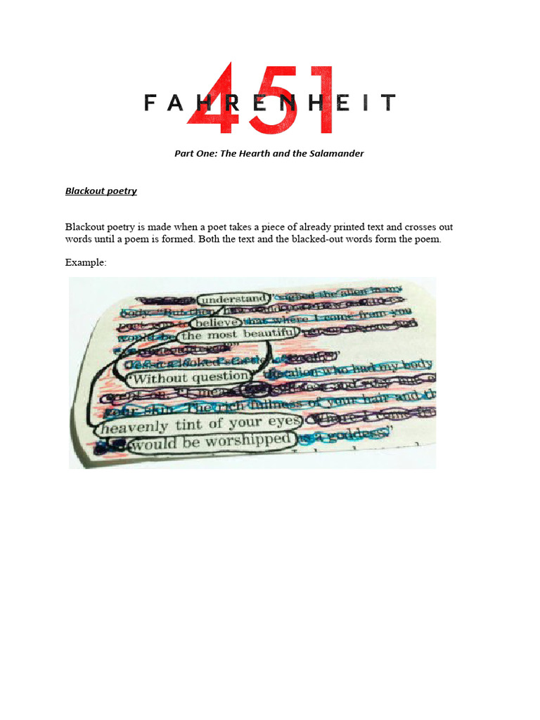 Blackout Poetry in Fahrenheit 451 | PDF | Poetry
