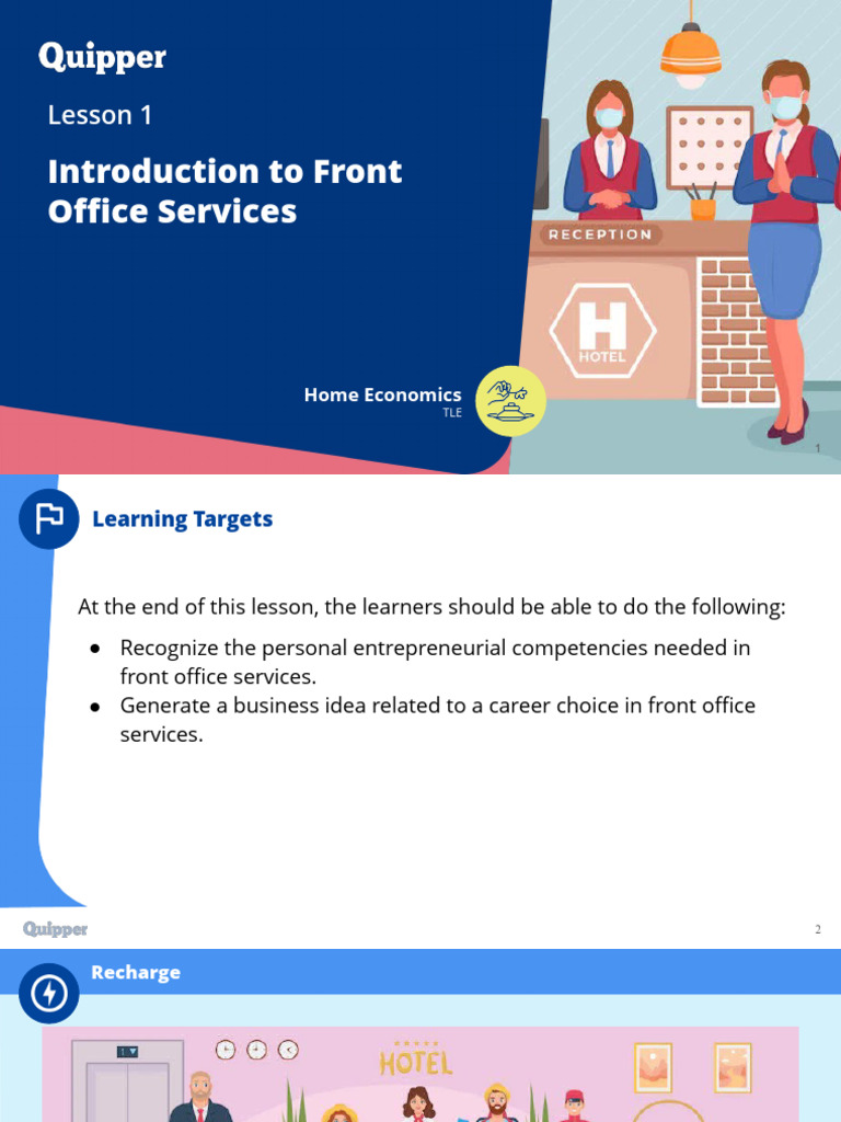 Introduction to Front Office Services | PDF | Swot Analysis | Business ...