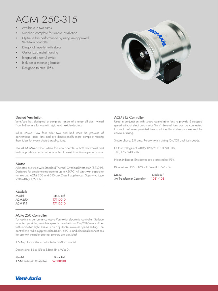 Commercial Range Acm 250-315 | PDF | Electric Motor | Mains Electricity