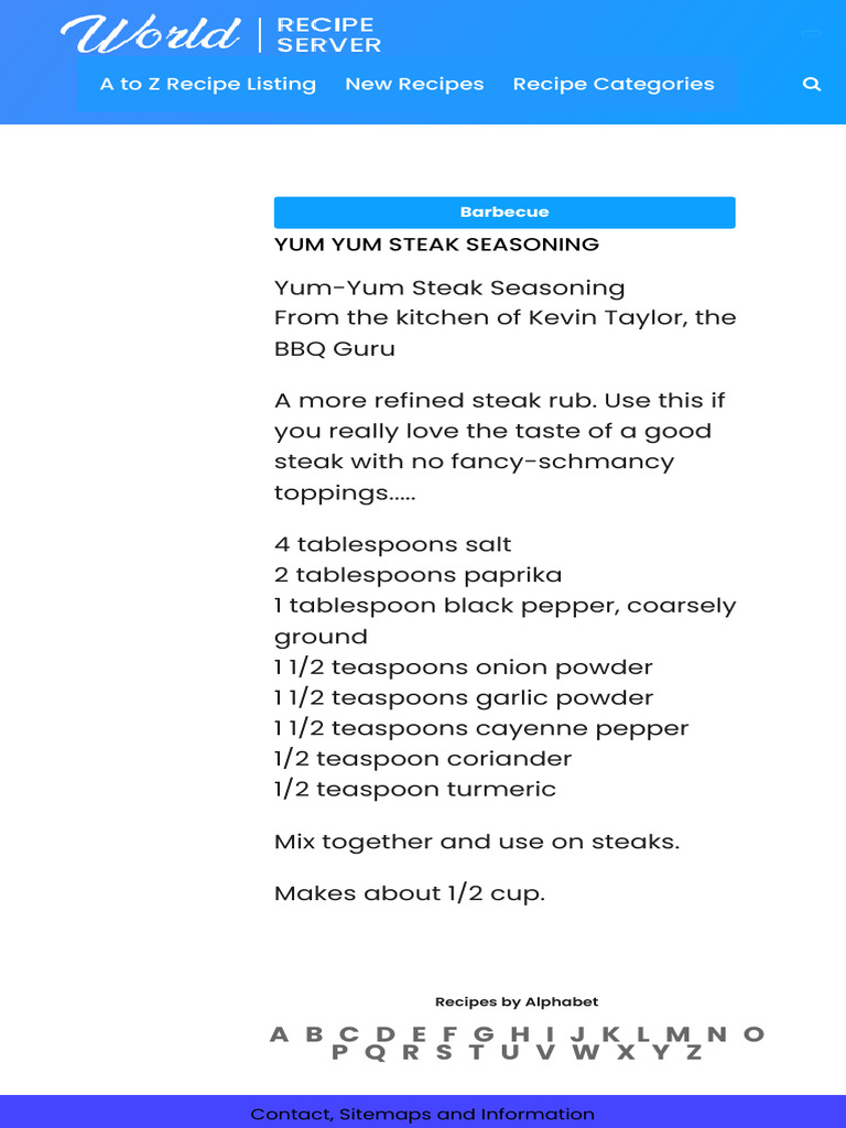Yum Yum Steak Seasoning Recipe | PDF