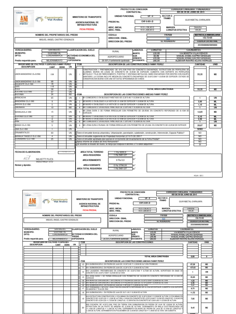 CHF 0 001 D Ficha Predial | PDF | Botánica | Zona tropical