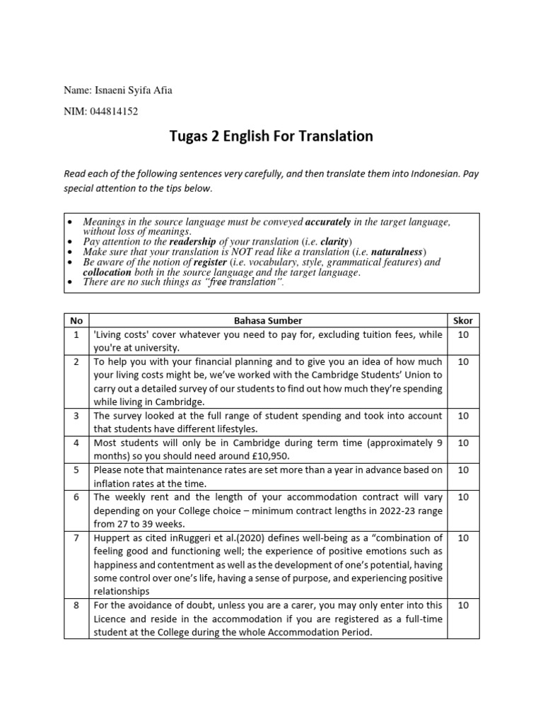 Assignment 2 English For Translation | PDF | Translations | Linguistics