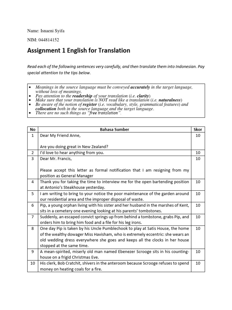 Assignment 1 English For Translation | PDF | Linguistics