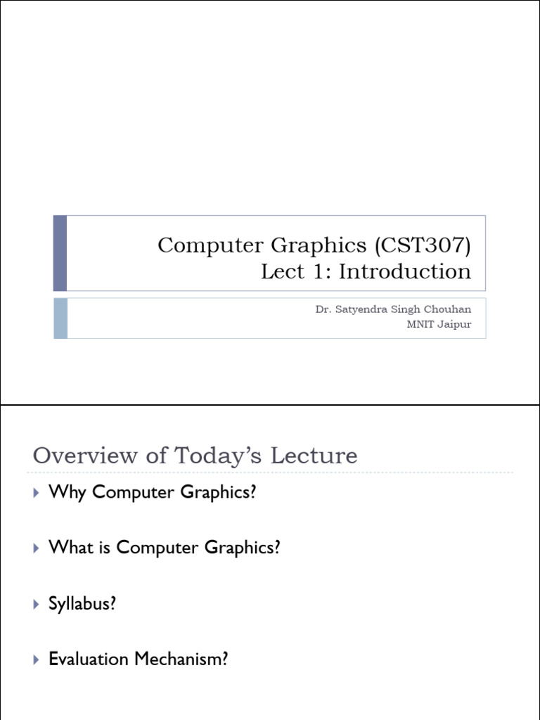 1 Computer Graphics (CST307) - Lect 1 | PDF | Computer Graphics | Rendering (Computer Graphics)