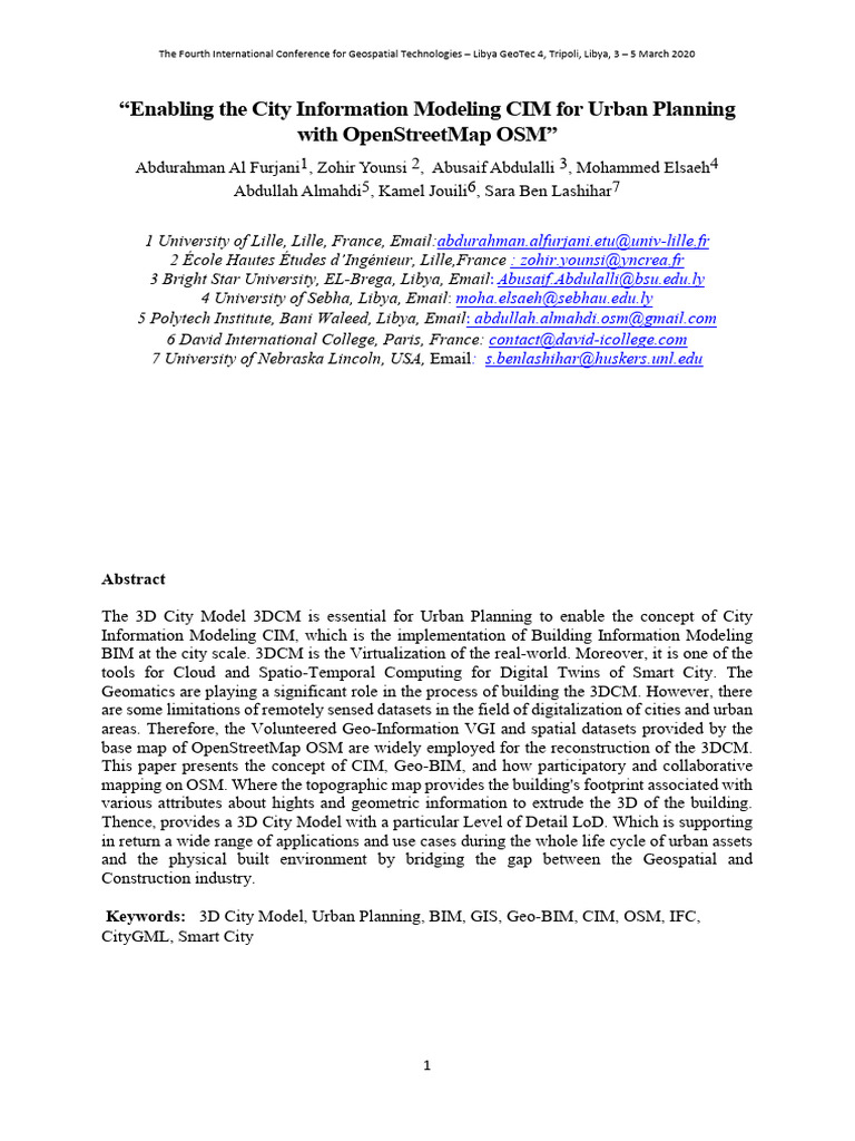 Enabling The City Information Modeling Cim For Urban Planning With Openstreetmap Osm Pdf