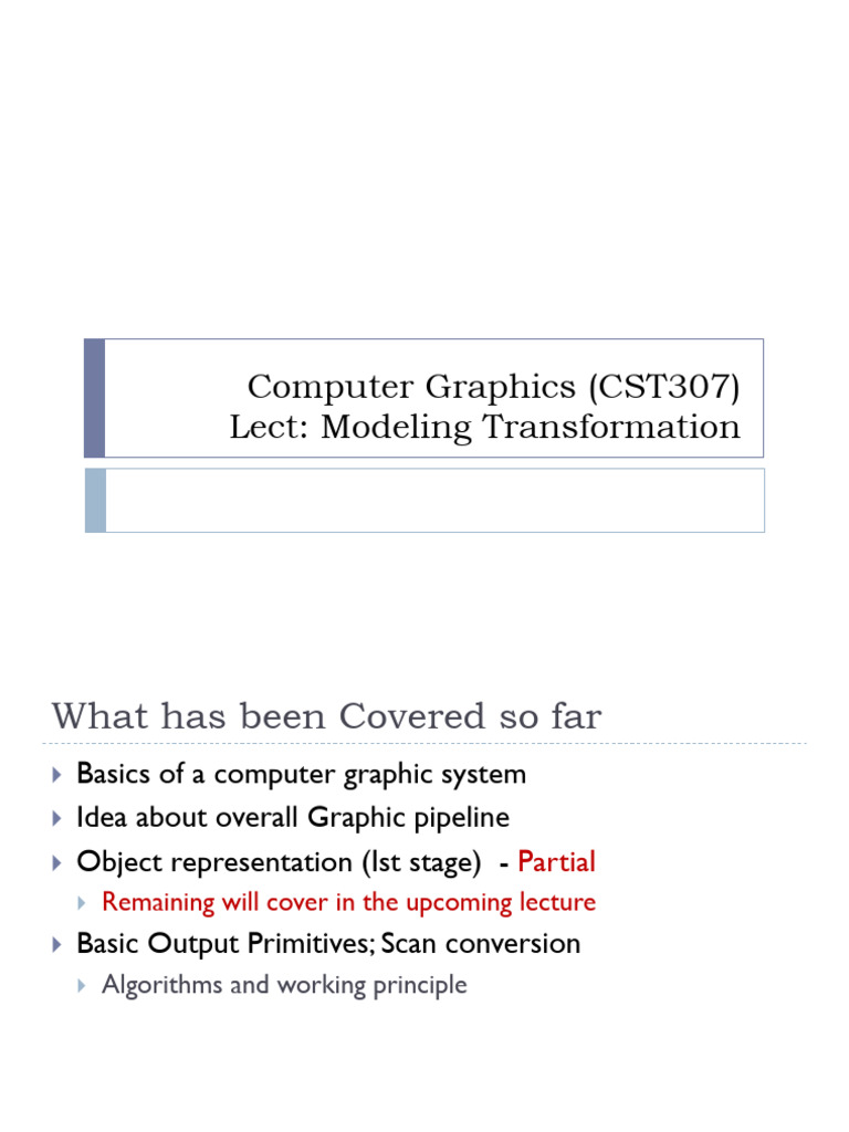 6 Computer Graphics (CST307) - GT | PDF | Matrix (Mathematics) | 2 D ...