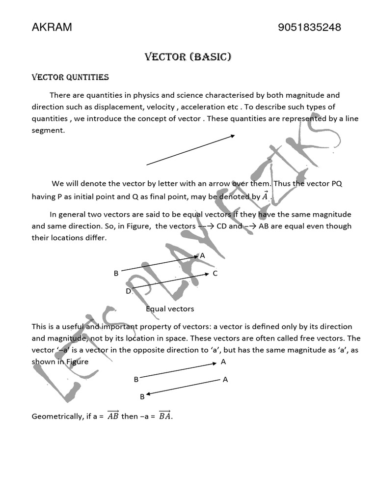 Vector Class Xi Pdf Euclidean Vector Cartesian Coordinate System