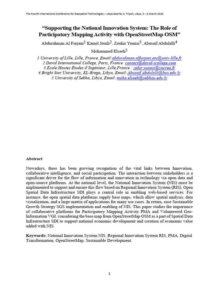 Supporting The National Innovation System The Role of Participatory ...