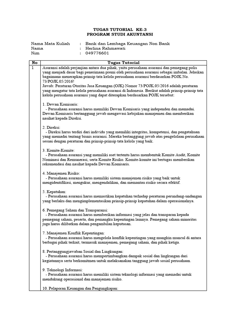 TUGAS3 HerlinaRahamwati 049776601 Bank | PDF | Bisnis