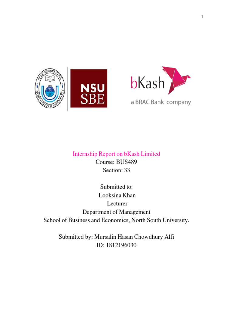 IN0319 - Mursalin Hasan Chowdhury Alfi - Internship Report On BKash Limited | PDF | Business