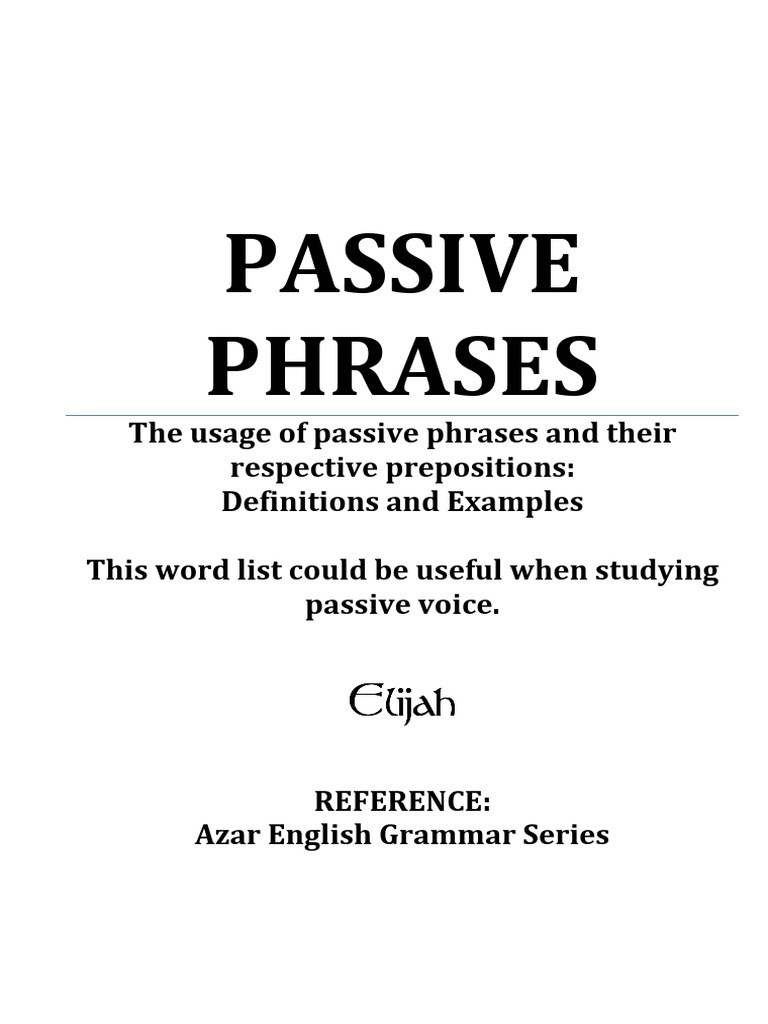 Passive Phrases | PDF