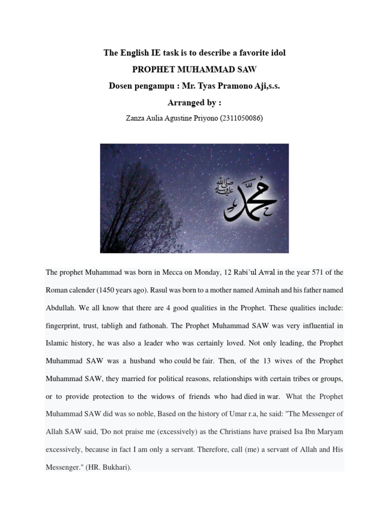 The English IE Task Is To Describe A Favorite Idol | PDF