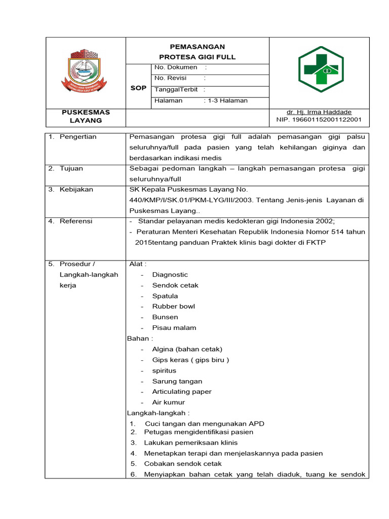 Proses Pemasangan Protesa Gigi Full | PDF | Sains & Matematika
