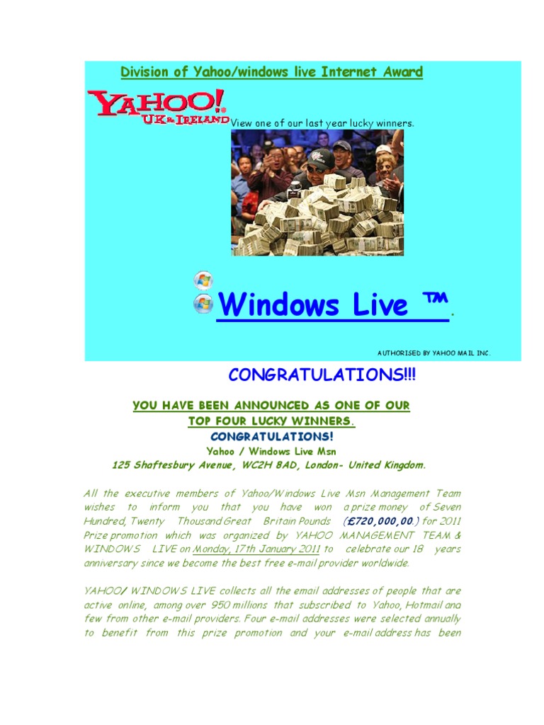 Award Notification Letter | PDF | Yahoo! | Email