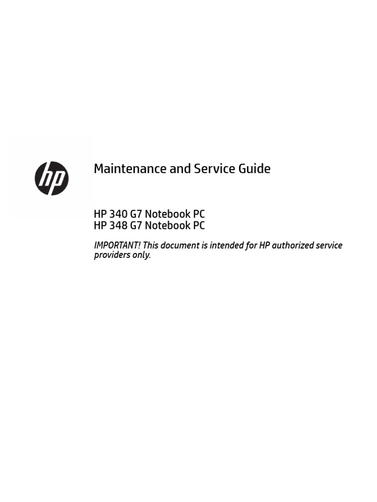 Maintenance and Service Guide: HP 340 G7 Notebook PC HP 348 G7 Notebook ...