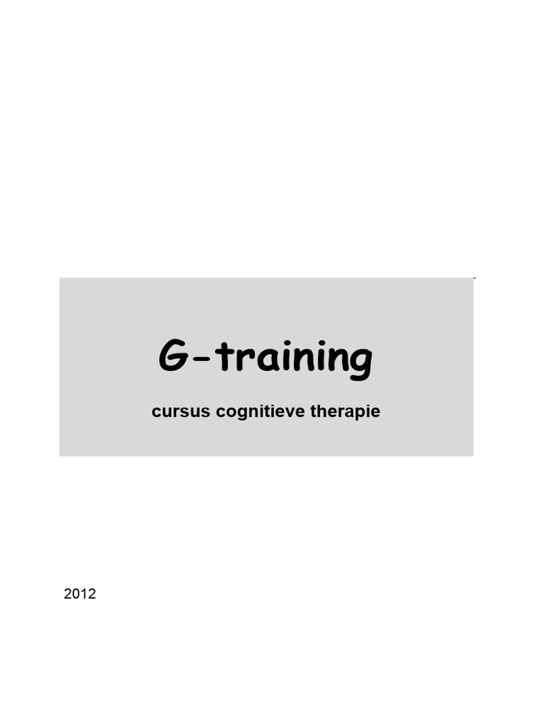 G-Training - Cursus Cognitieve Therapie | PDF