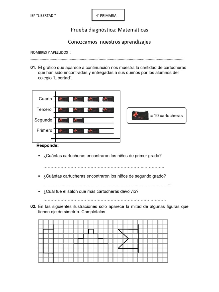 Prueba Diagnóstica - Matemáticas | PDF