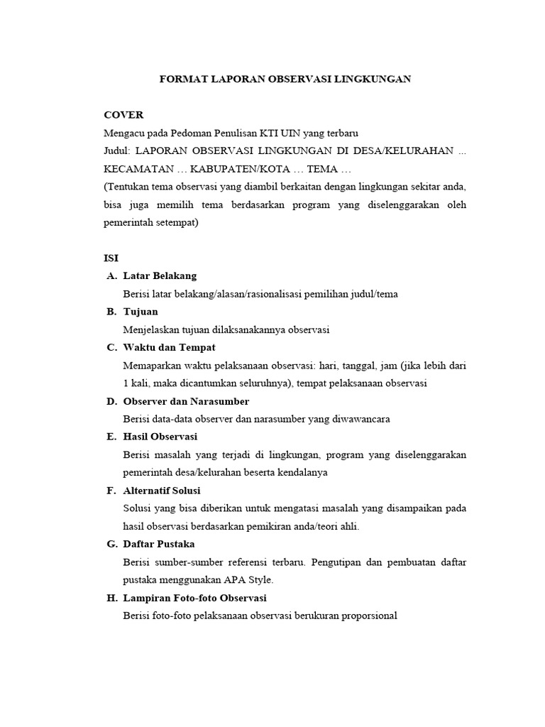 Format Laporan Observasi Lingkungan | PDF