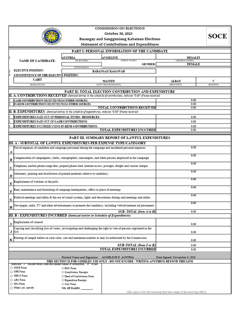 Soce Form 1 | PDF | Expense | Mail