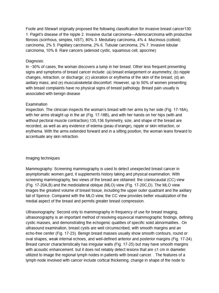 Breast Carcinoma Notes | PDF | Breast Cancer | Mammography