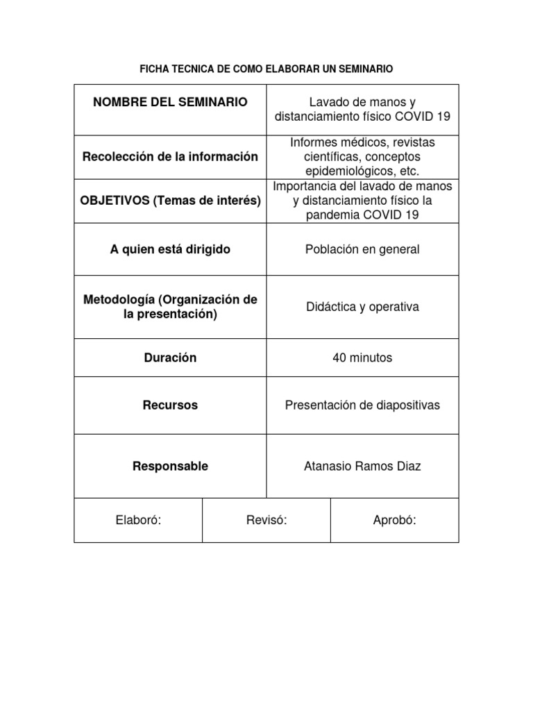 Ficha Técnica de Como Elaborar Un Seminario | PDF