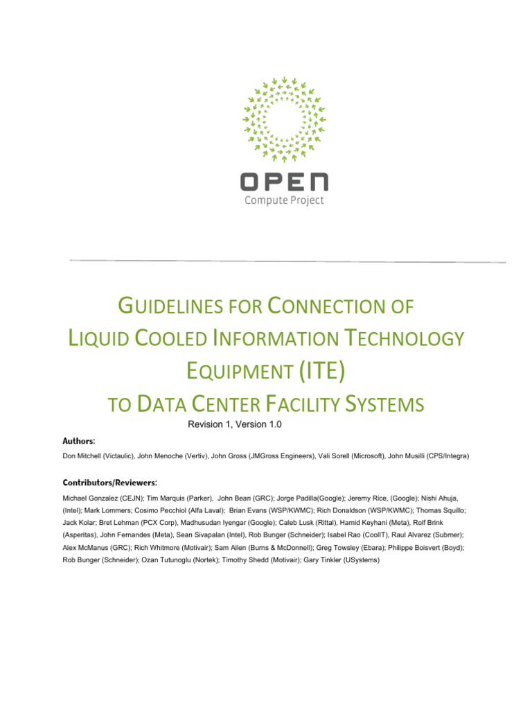 Liquid Cooled ITE Connection Guidelines | PDF | Pipe (Fluid Conveyance ...