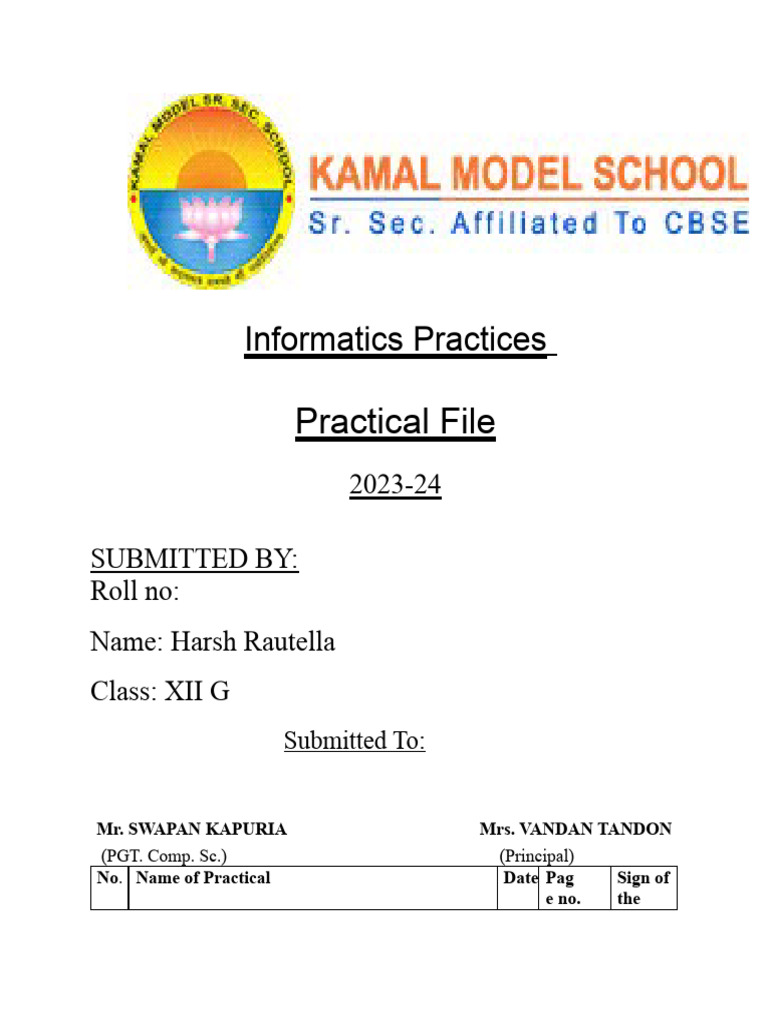 Harsh Practical File | PDF | Sql | Information Technology Management