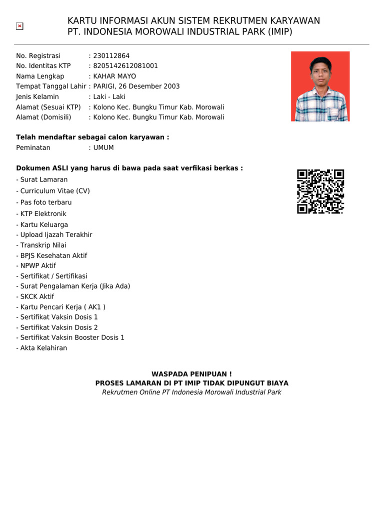 Form Registrasi 230112864 | PDF