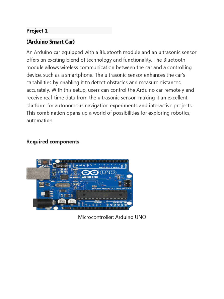 Project 1 Arduino Smart Car | PDF | Arduino | Bluetooth