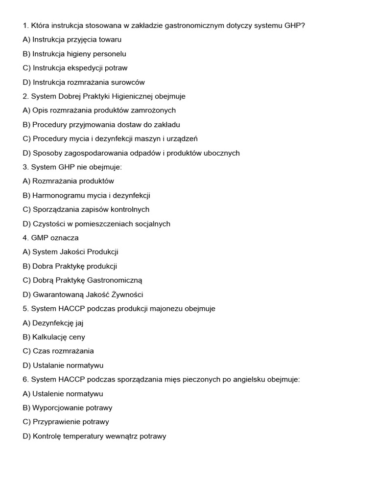 HACCP - Test 3 | PDF