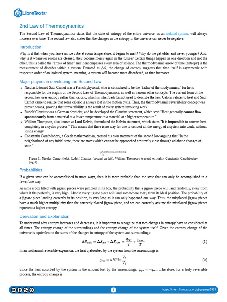2nd Law of Thermodynamics | PDF | Second Law Of Thermodynamics | Gibbs ...