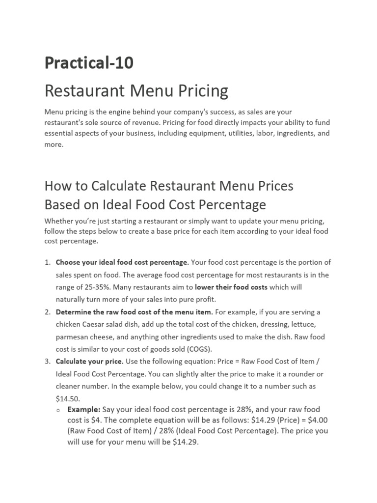 Practical 10 | PDF | Gross Margin | Menu