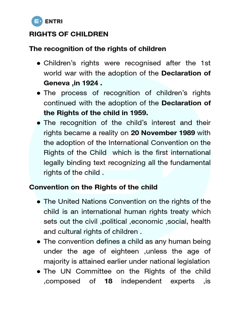 Rights of Children | PDF | Convention On The Rights Of The Child ...
